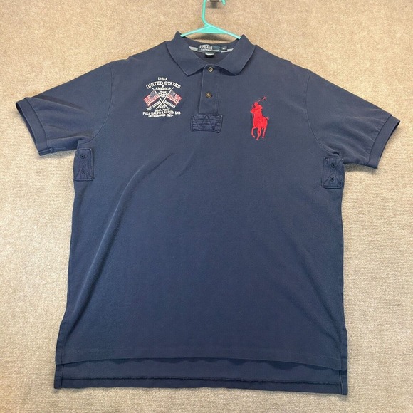 Ralph Lauren | Shirts | Polo Ralph Lauren Big Pony Rugby Shirt Mens Xl Navy Pique Ss Usa Dry ...